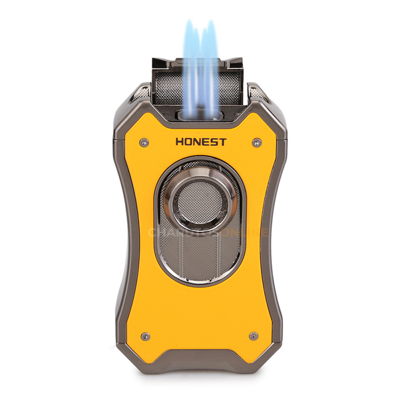 Isqueiro Honest 764 - Amarelo (4 Chamas)