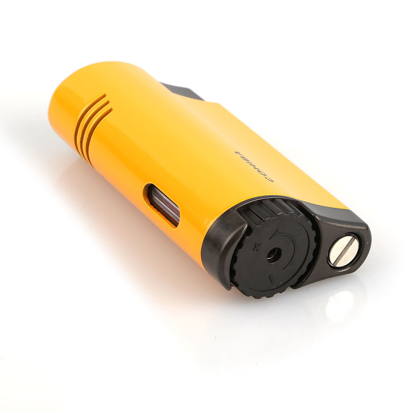 Isqueiro Maçarico Com Furador Cohiba 077 - Amarelo e Preto (3 Chamas)